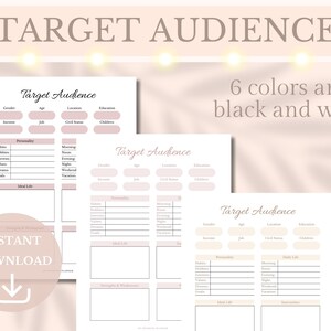 Target Audience Printable Template Target Customer Small Business ...