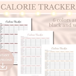 Calorie Tracker Printable Diet Tracker Meal Planner Food Journal Weight ...