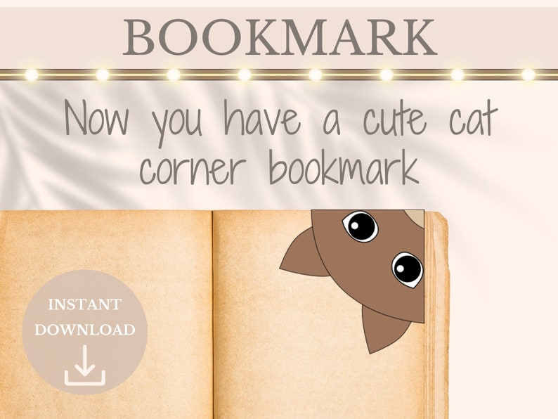 Cat Corner Bookmark DIY Printable, Colorful Cat Lover Gift Foldable ...