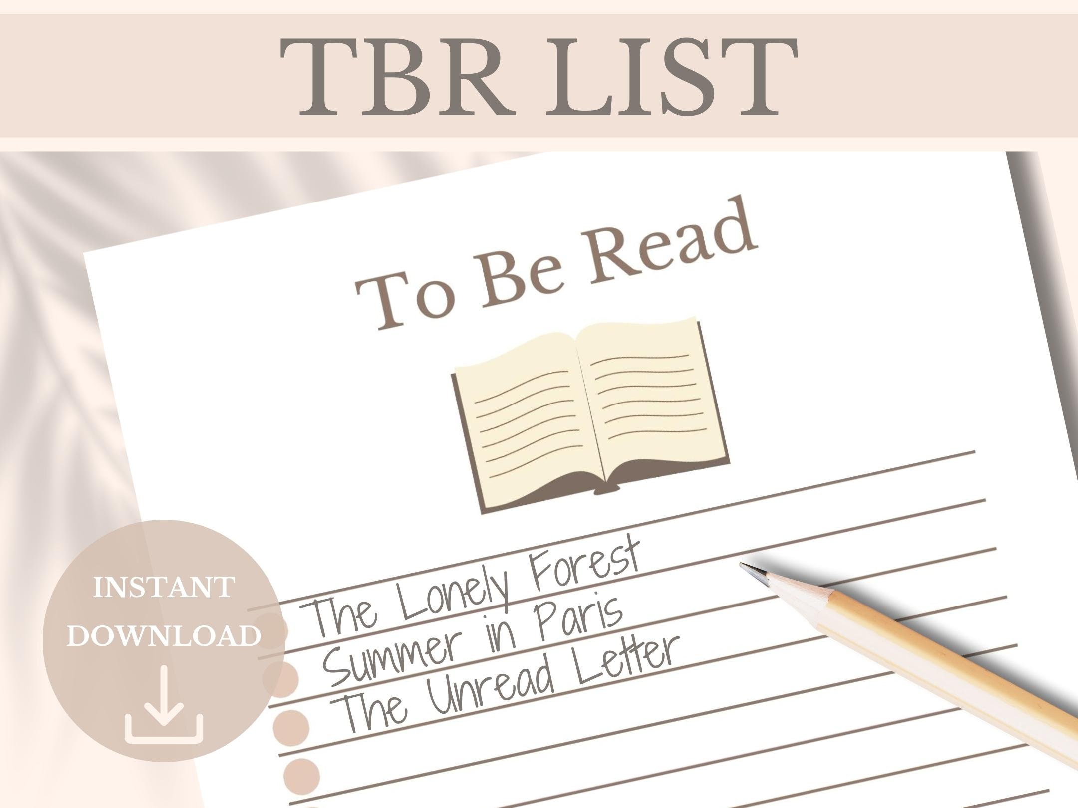 TBR List to Be Read Printable Reading Tracker Instant - Etsy