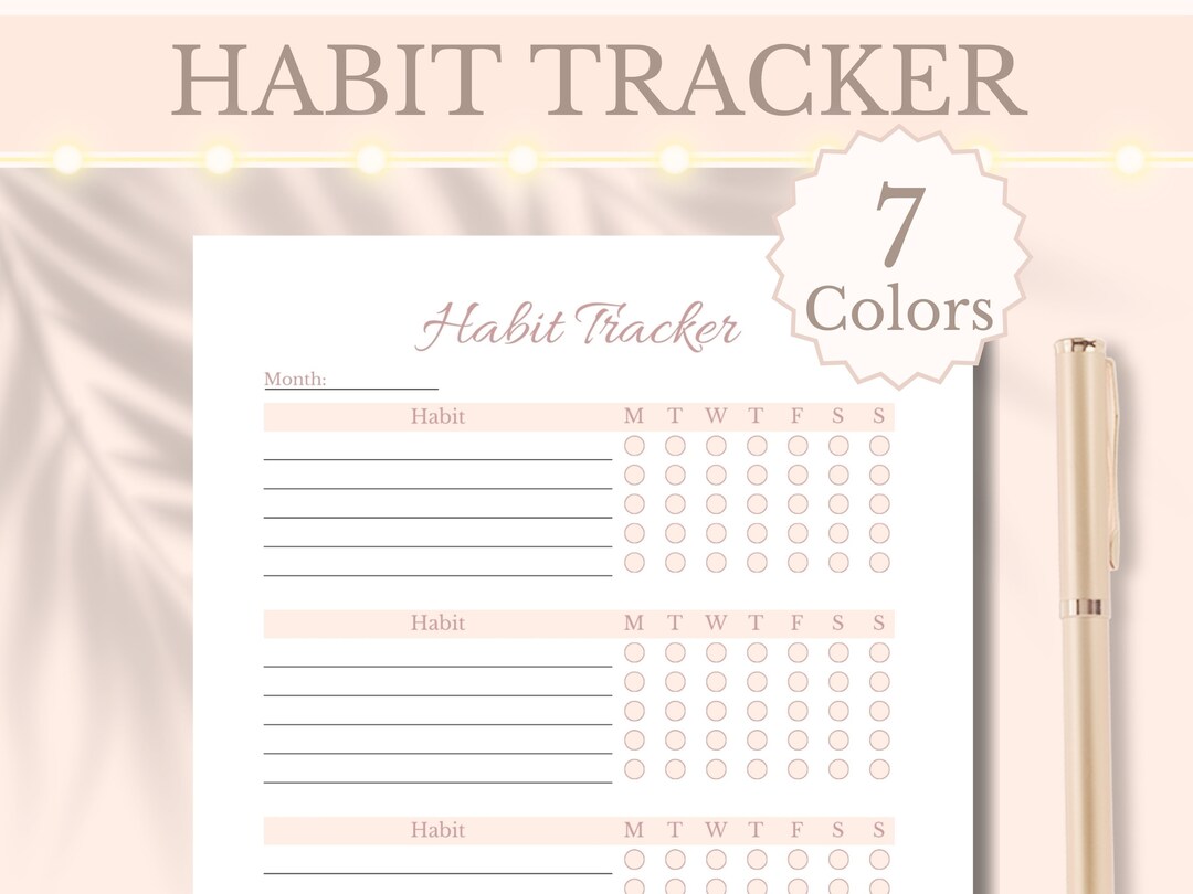 Habit Tracker Printable Planner, Girly Pink Routine Checklist Journal ...