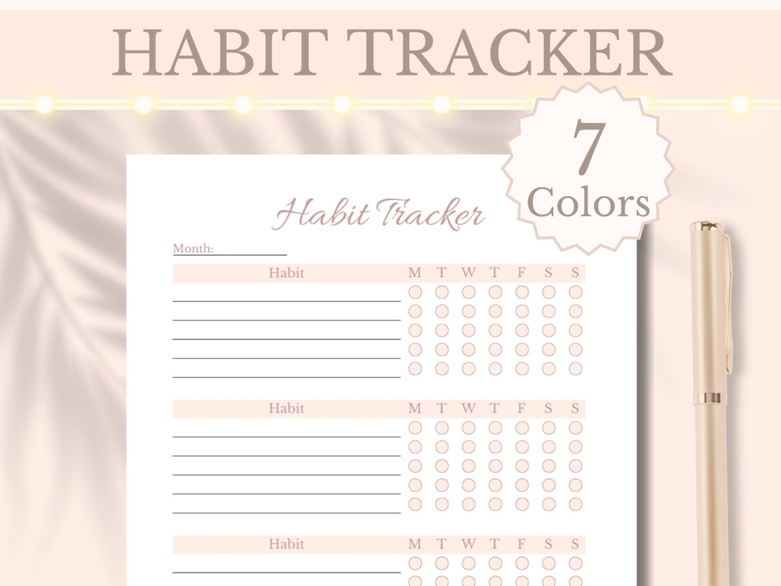 Habit Tracker Printable Planner, Girly Pink Routine Checklist Journal ...