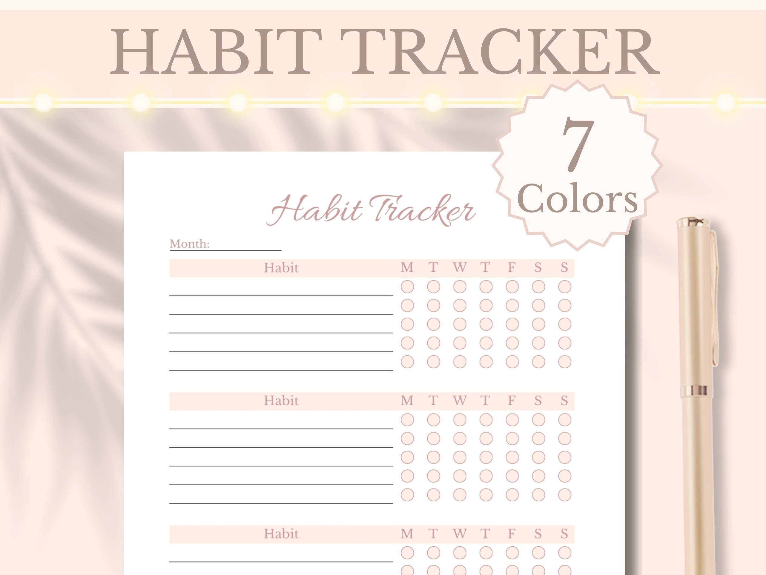 Habit Tracker Printable Planner, Girly Pink Routine Checklist Journal ...