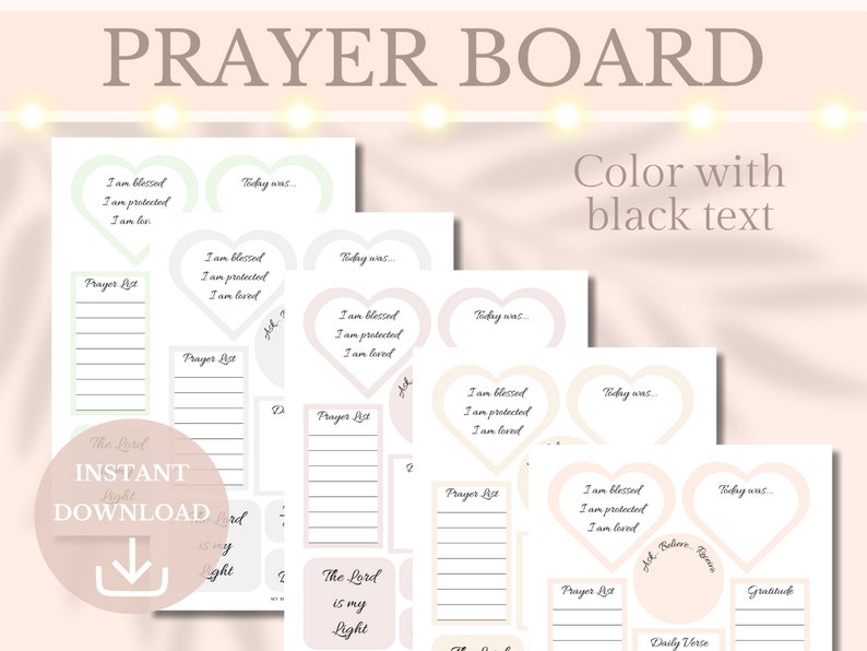 Prayer Board Kit Printable Christian DIY Collage Bible Study Gratitude ...