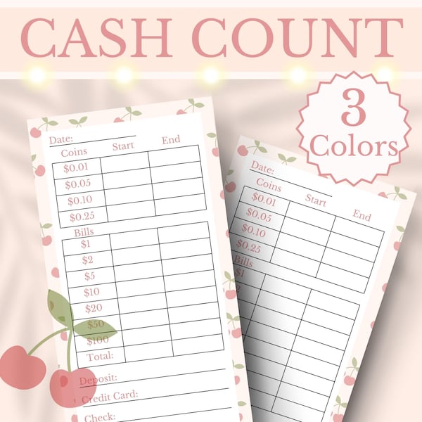 Cash Drawer Count Sheet - Etsy