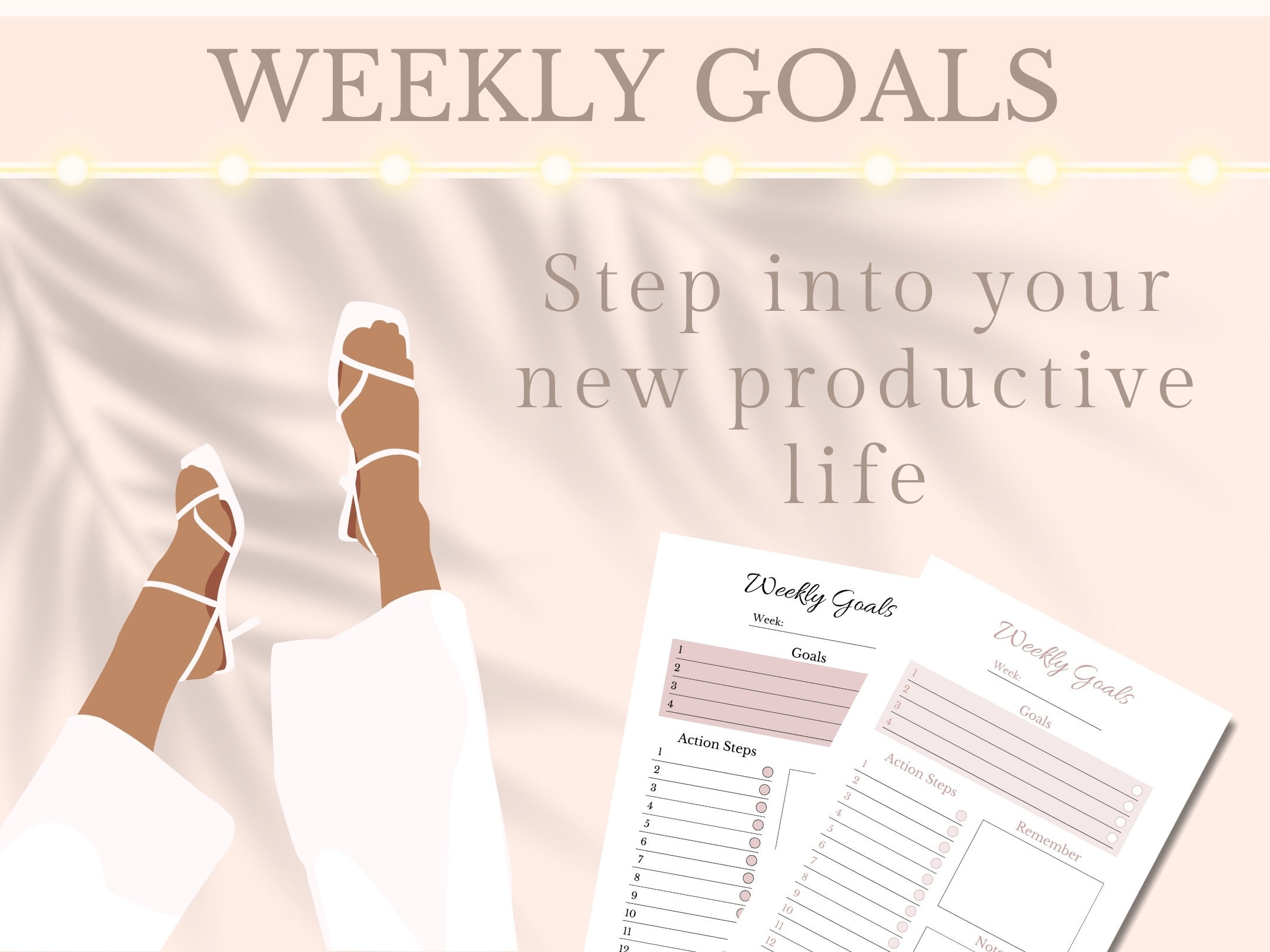 Weekly Goal Setting Printable Planner, to Do List Productivity Tracker ...