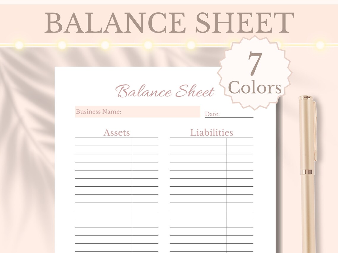 Balance Sheet Printable Planner for Small Business Bookkeeping ...