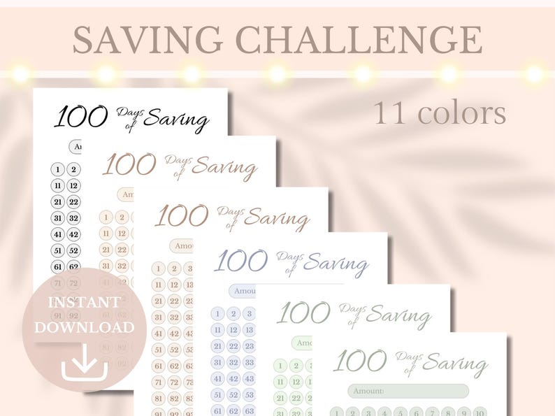 100 Day Saving Challenge Printable Money Tracker Envelope Challenge ...