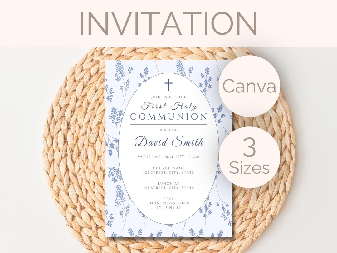 Boy First Holy Communion Invitation Template Editable Girl First ...