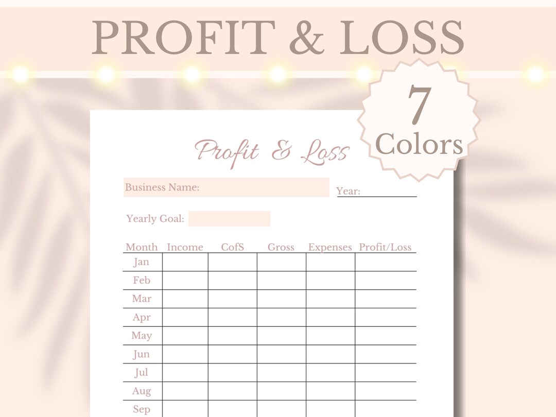 Yearly Profit and Loss Income Statement for Small Business PRINTABLE ...