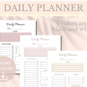 Daily Planner Printable Worksheet, Pink Girly to Do List Goal Setting ...