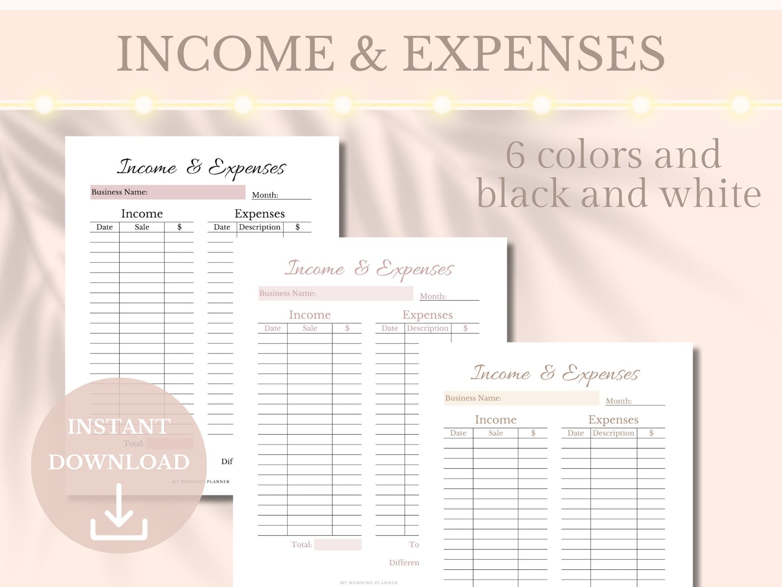 Income & Expense Tracker for Small Business Printable Planner ...