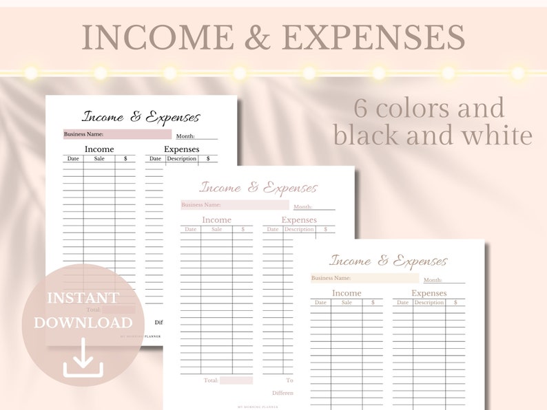 Income & Expense Tracker for Small Business Printable Planner ...