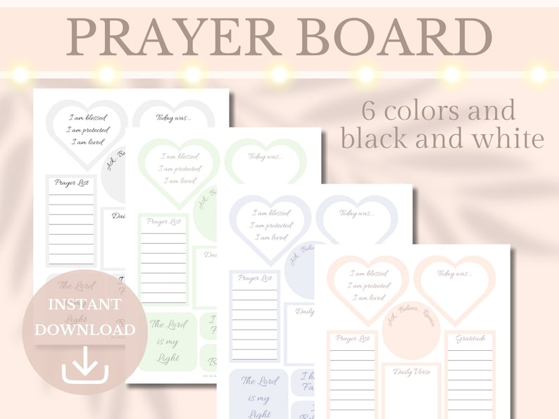 Prayer Board Kit Printable Christian DIY Collage Bible Study Gratitude ...