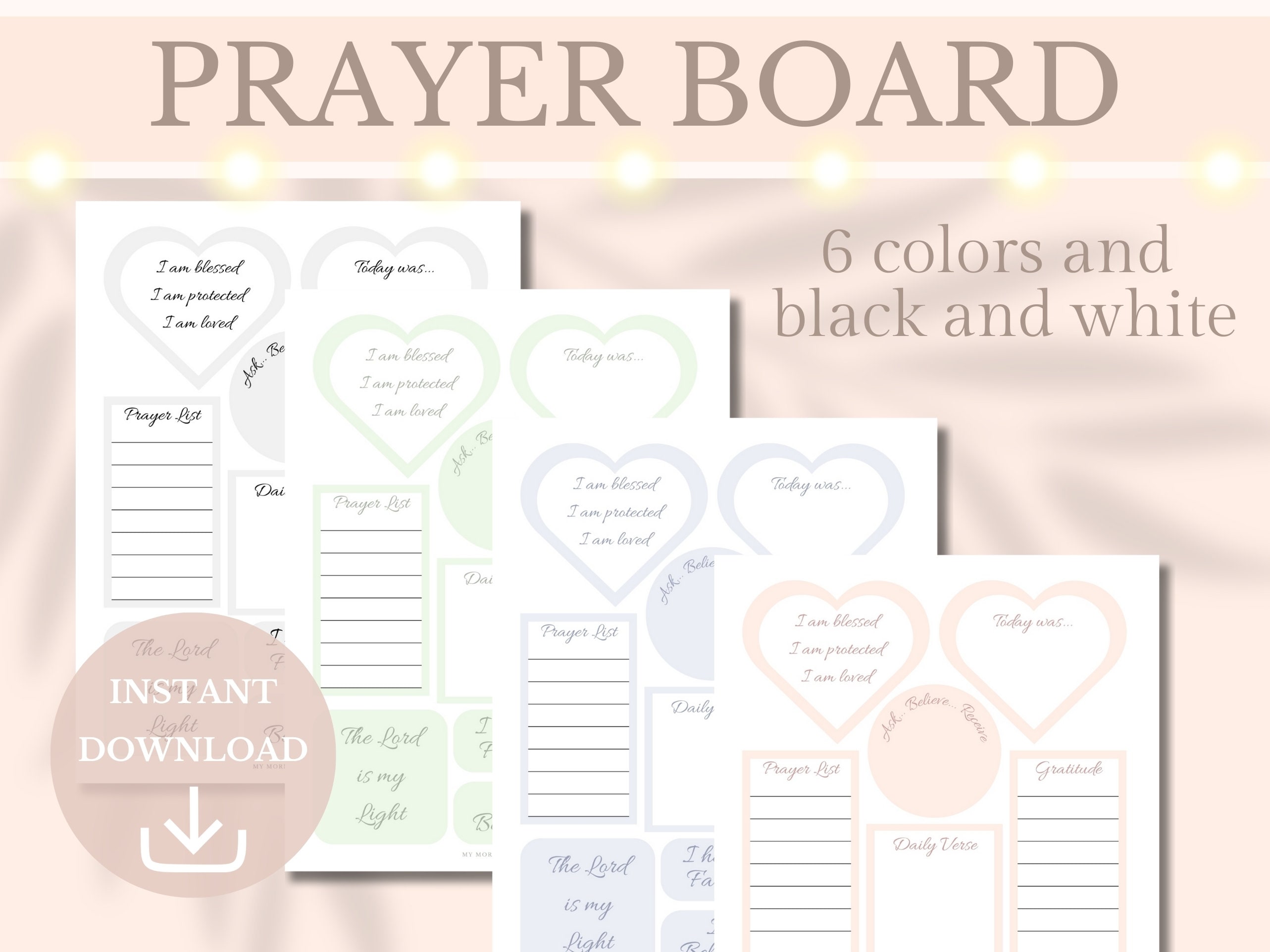 Prayer Board Kit Printable Christian DIY Collage Bible Study Gratitude ...