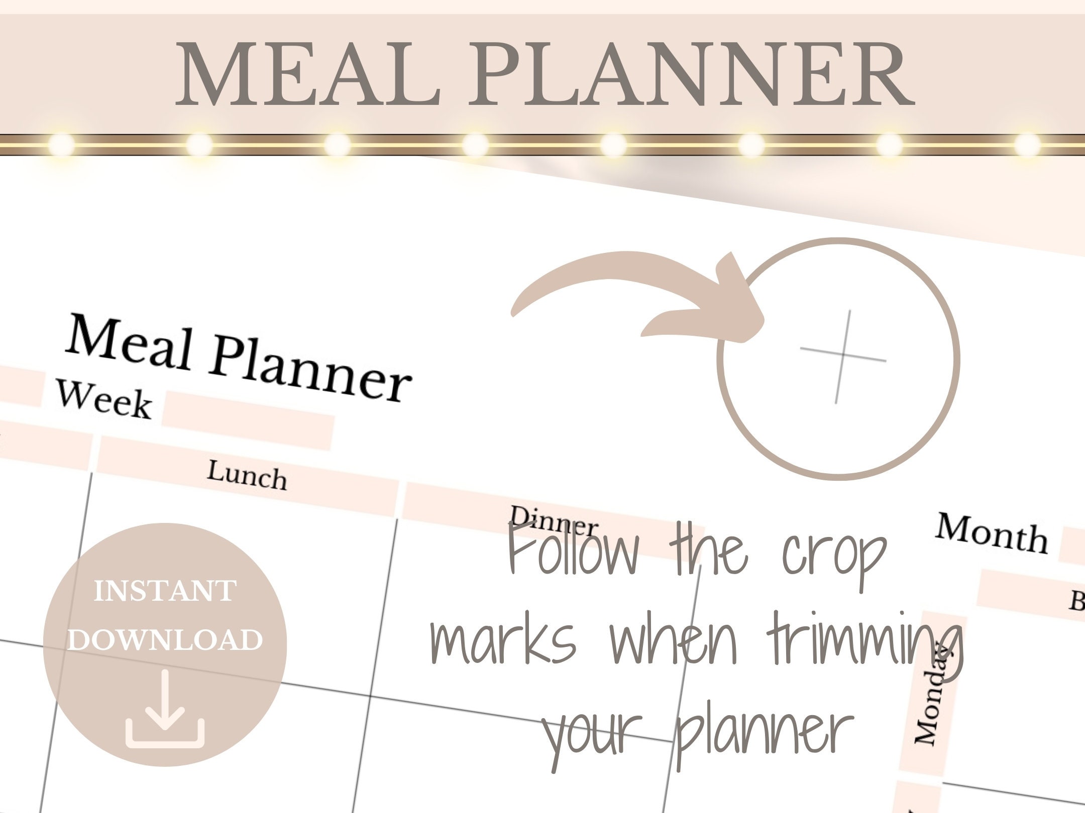 Meal Planner B6 Printable Ring Binder Insert, Minimalist Weekly Diet ...