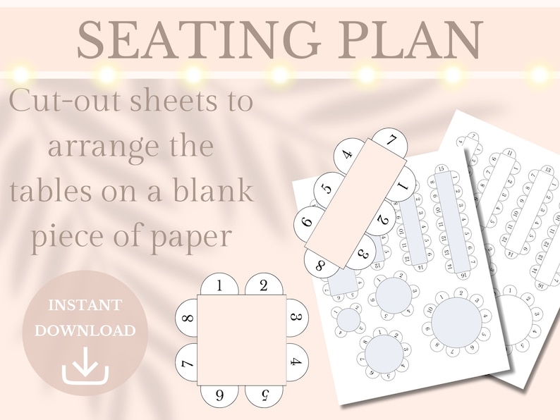 Wedding DIY Table Seating Planner PRINTABLE Paper Cutouts Event ...