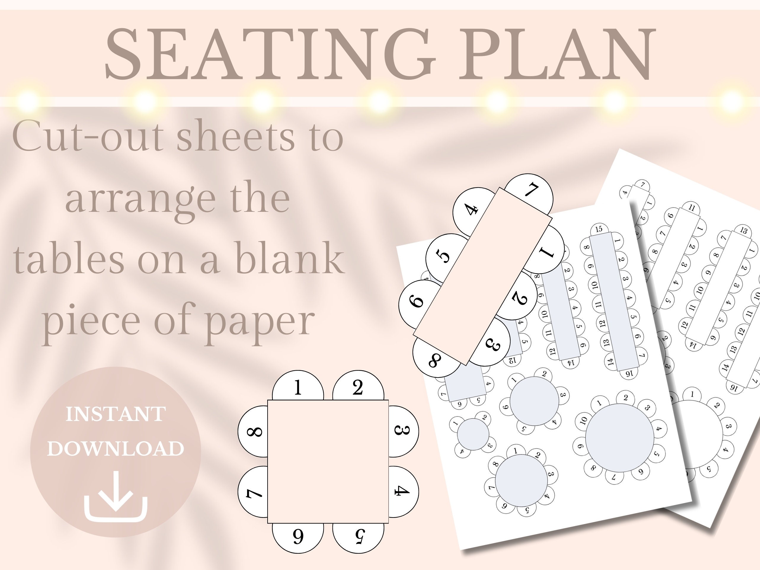 Wedding DIY Table Seating Planner PRINTABLE Paper Cutouts Event ...