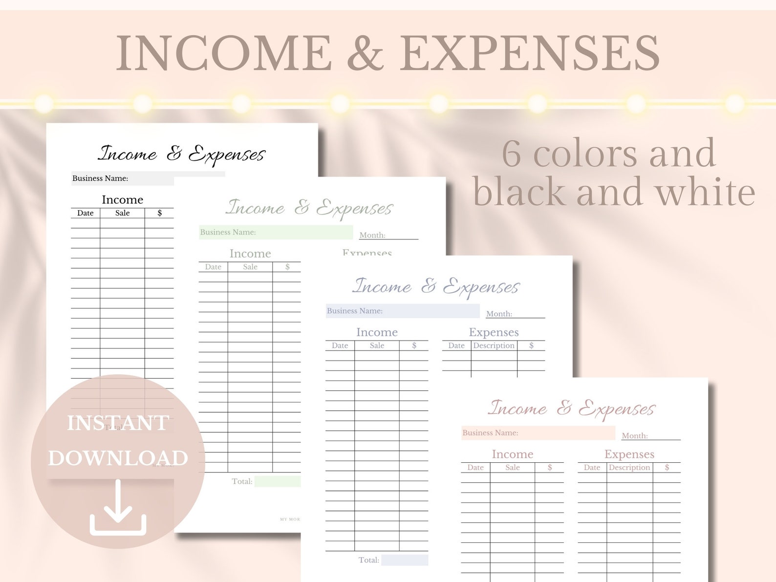 Income & Expense Tracker for Small Business Printable Planner ...