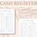 Cash Register Log Printable Drawer Till Balance Money Count Calculator ...