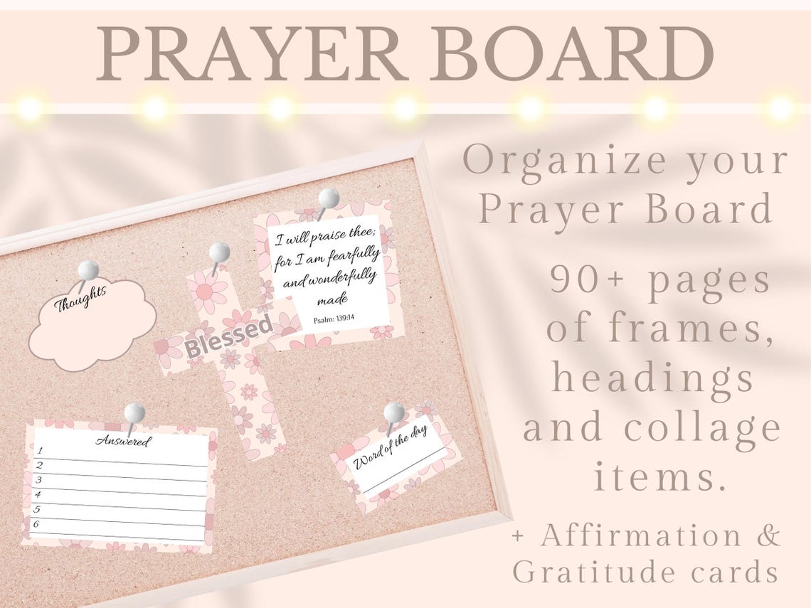 Prayer Board Kit Printable Flower Bulletin Board Kit Christian Prayer ...