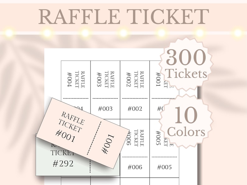 Numbered Raffle Ticket Printable Enter to Win Tombola Entry Ticket Draw ...