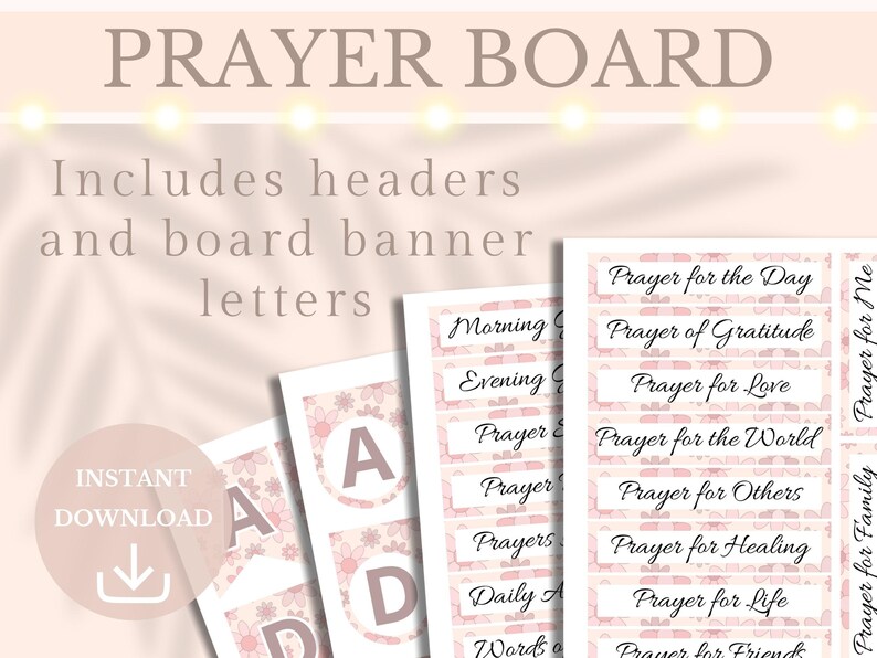 Prayer Board Kit Printable Flower Bulletin Board Kit Christian Prayer ...