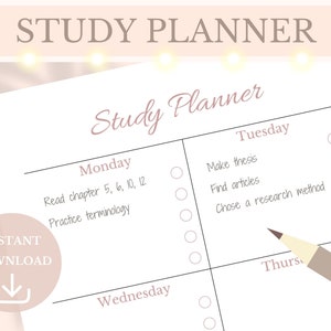 Study Planner Printable Homework Tracker Minimalist to Do List College ...