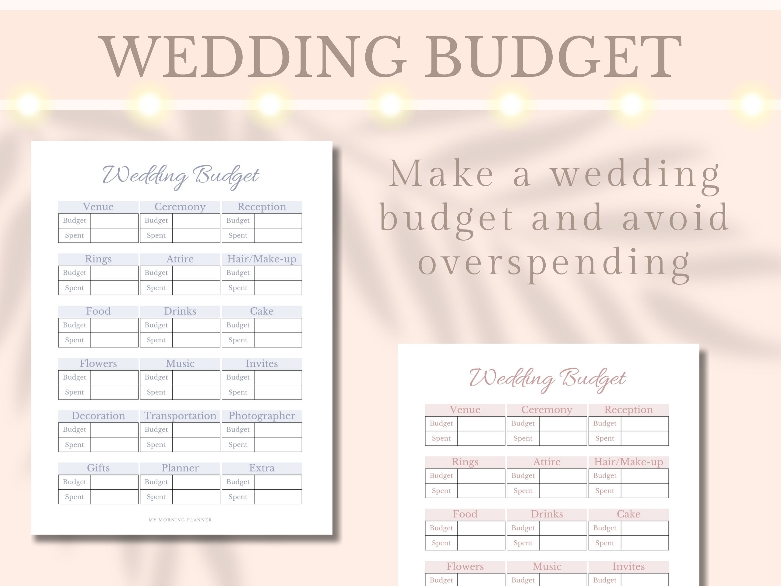 Wedding Budget Printable Planner Financial Organizer Expense Tracker ...