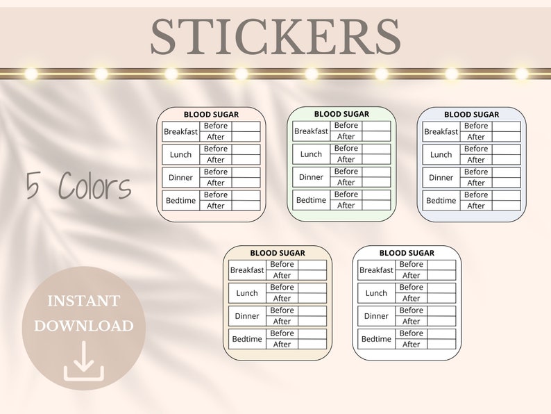 Blood Sugar Printable Stickers Diabetes Tracker Glucose Journal Planner ...