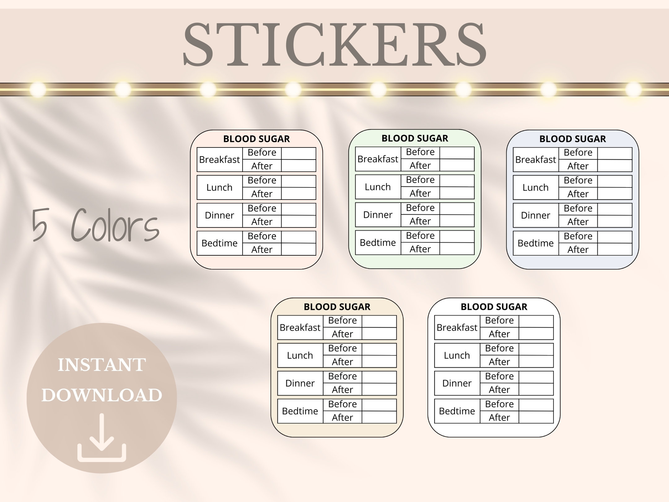 Blood Sugar Printable Stickers Diabetes Tracker Glucose Journal Planner ...