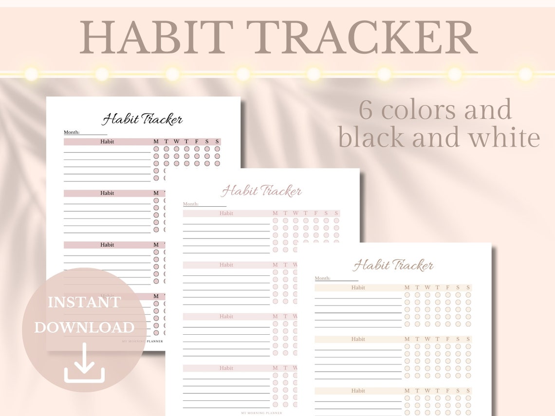 Habit Tracker Printable Planner, Girly Pink Routine Checklist Journal ...