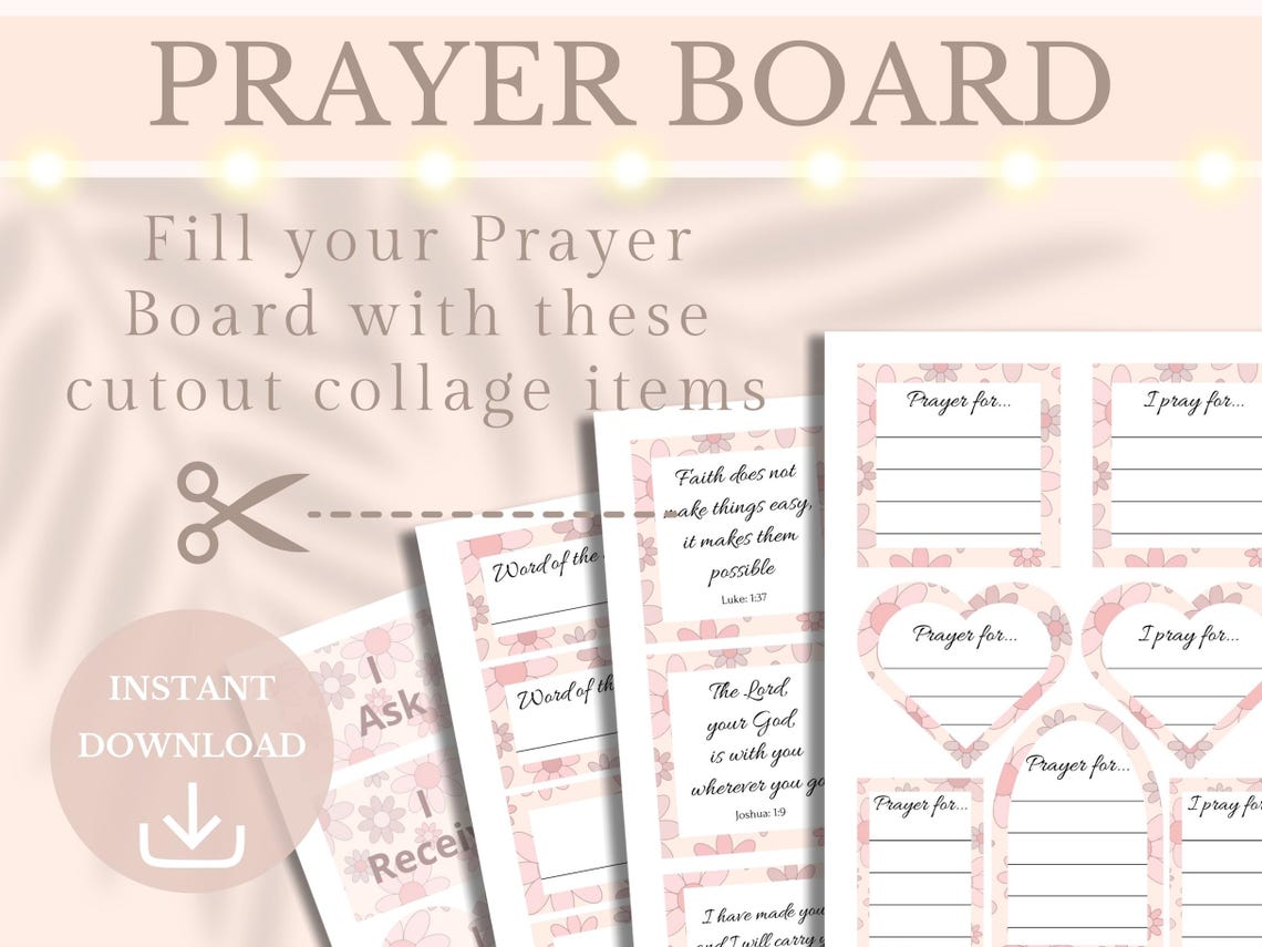 Prayer Board Kit Printable Flower Bulletin Board Kit Christian Prayer ...