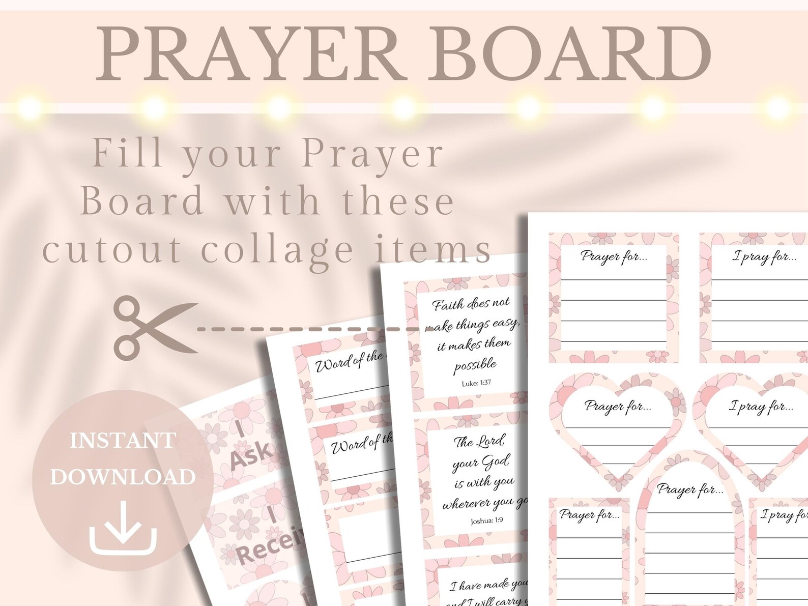 Prayer Board Kit Printable Flower Bulletin Board Kit Christian Prayer ...
