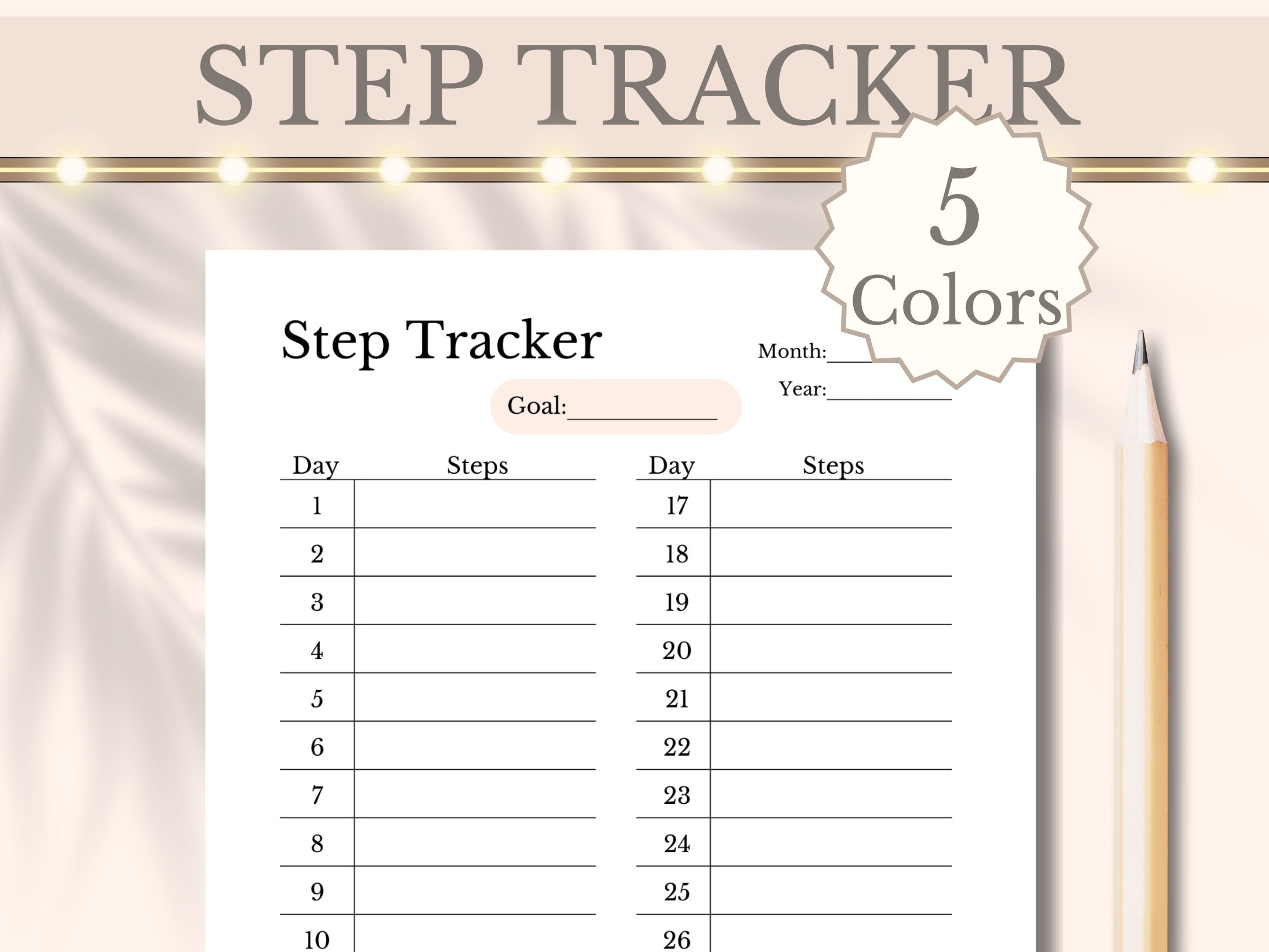 Step Tracker Printable Minimalist Walking Journal Template, Monthly ...