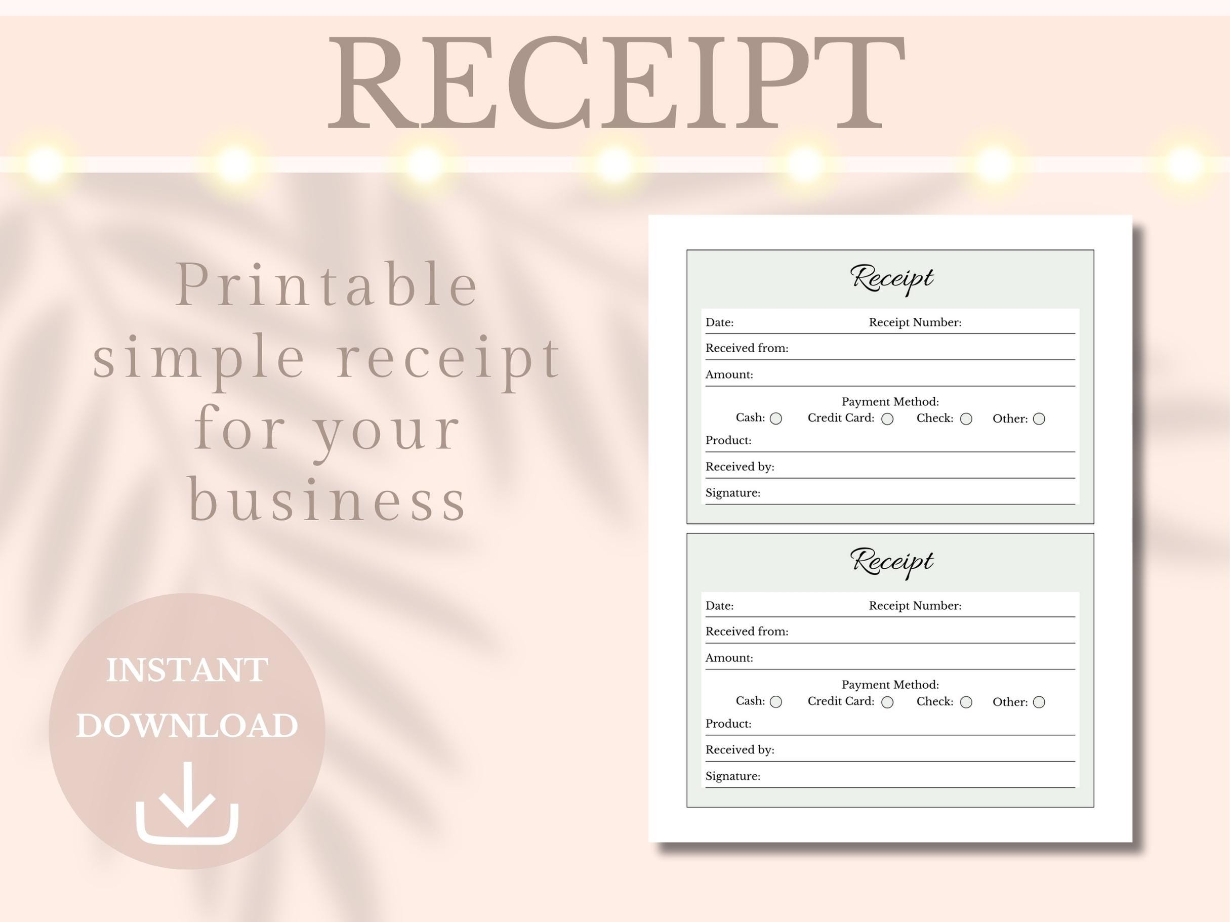 Simple Receipt Printable Sales Receipt Landlord Rental Receipt Tenant ...