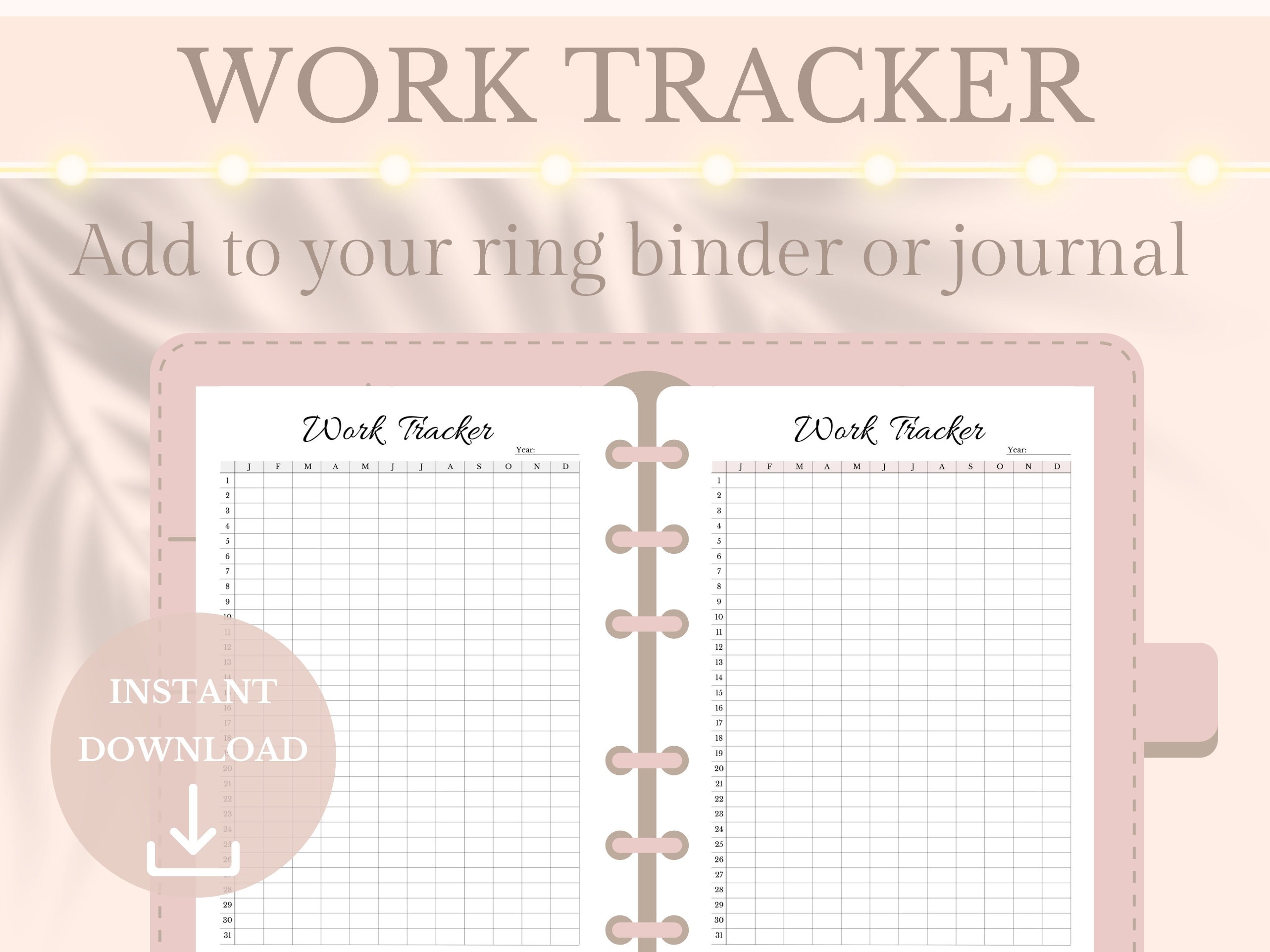 Yearly Work Hours Tracker Printable Clock in Clot Out Employee Payday ...