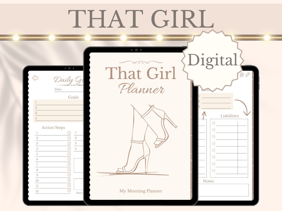 THAT GIRL Digital Planner, Girl Boss Goal Setting Tracker, Self Care ...
