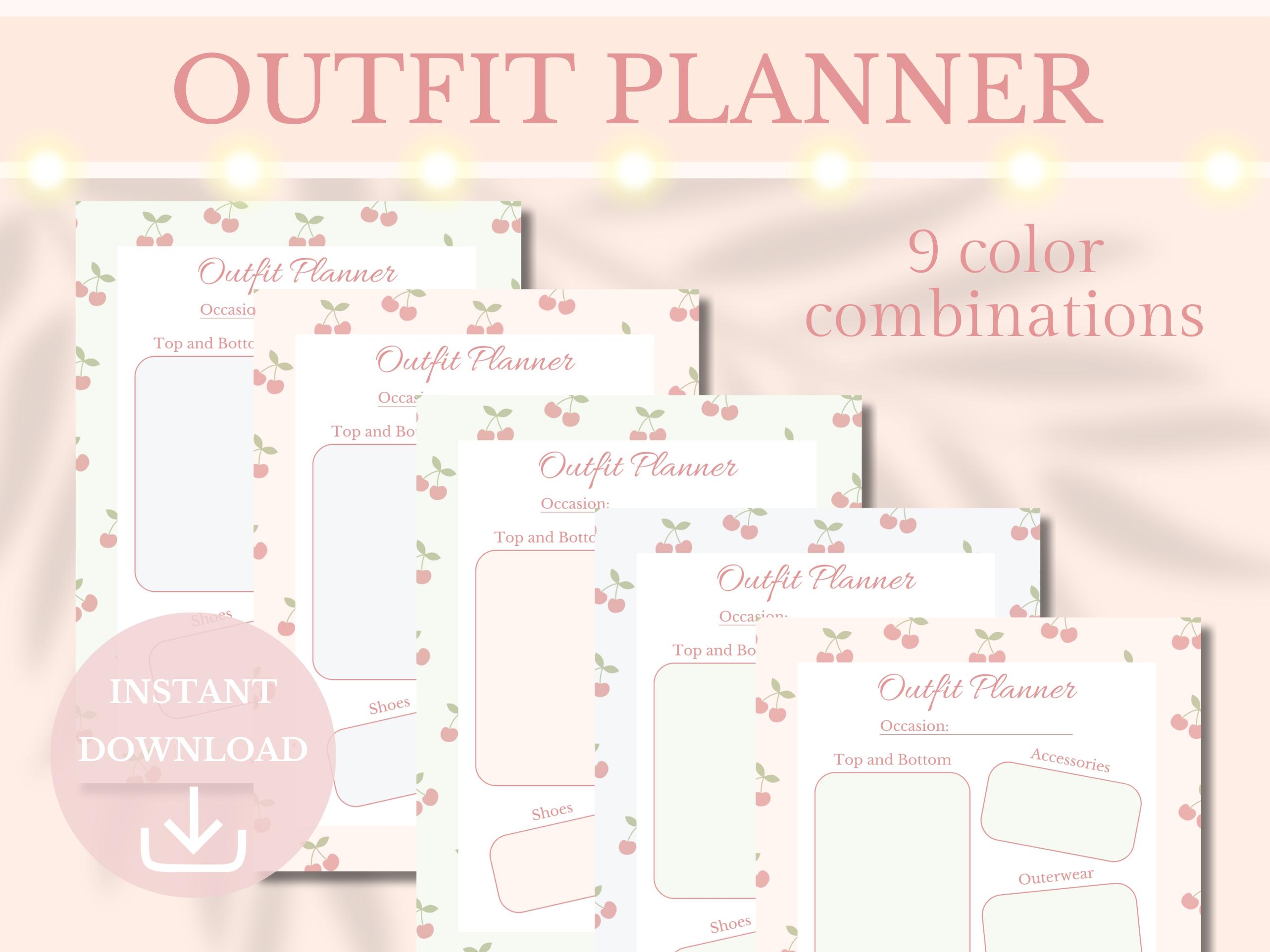 Digital Outfit Planner Printable Capsule Wardrobe Log Clothes Organizer ...
