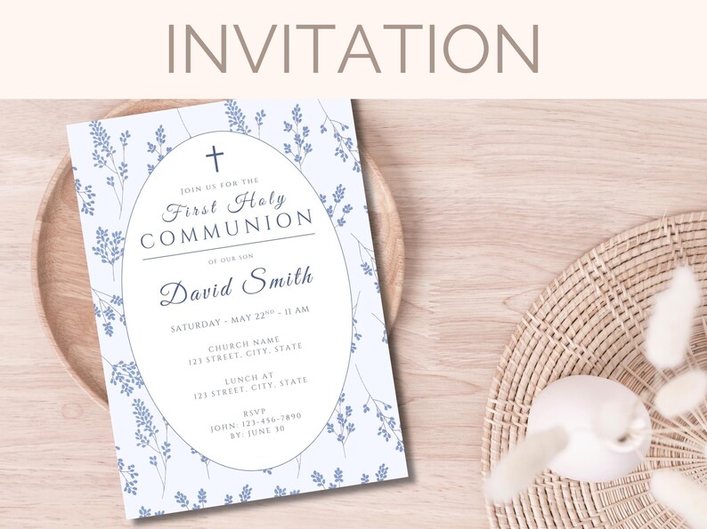 Boy First Holy Communion Invitation Template Editable Girl First ...