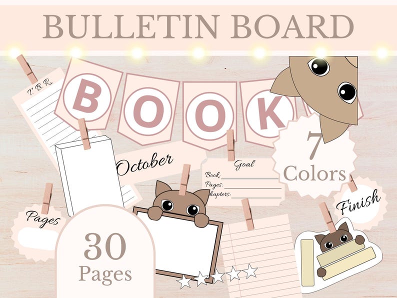Bulletin Board Kit Book Review Printable Reading Tracker Classroom ...