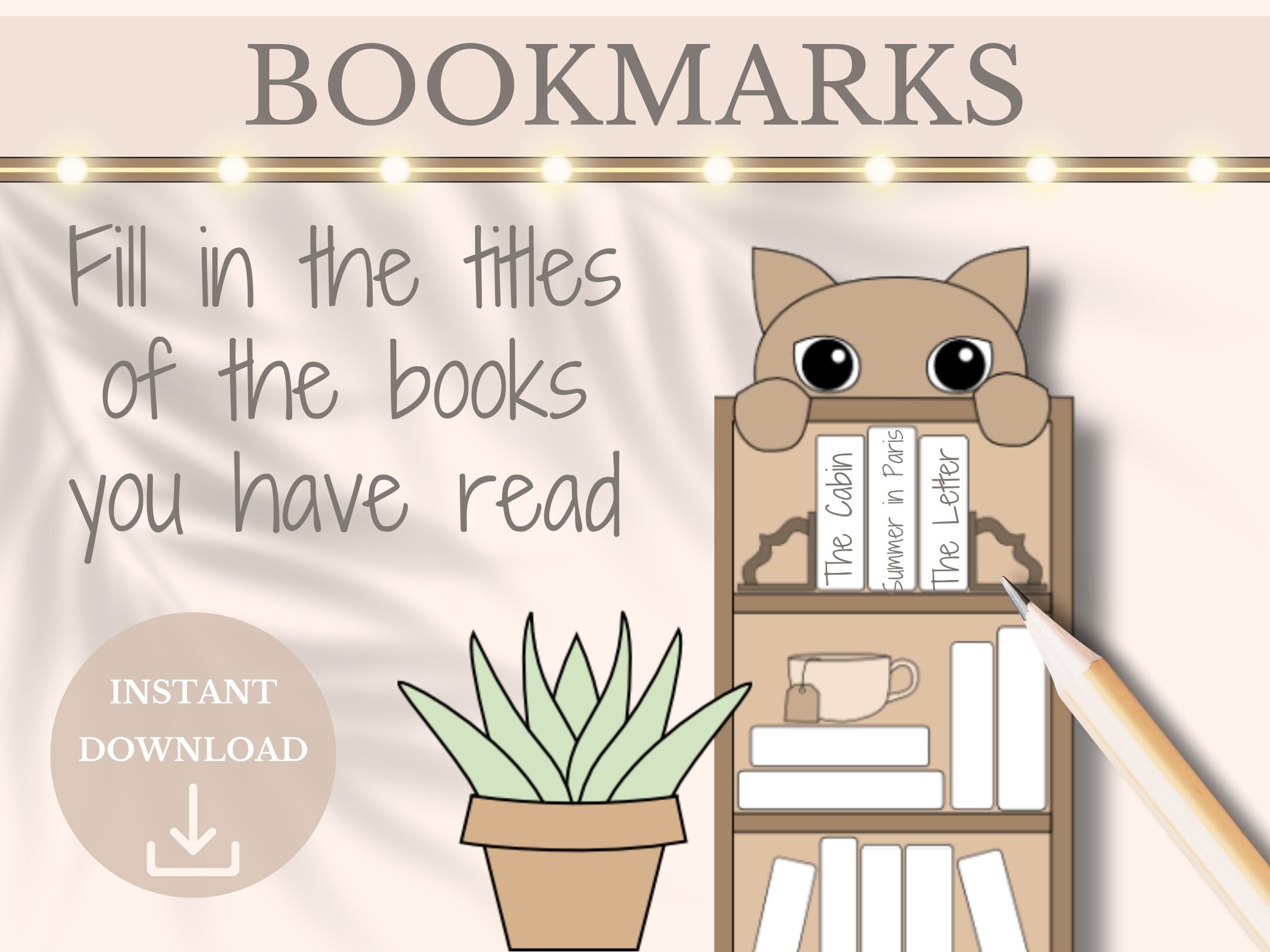 Cat Bookshelf Bookmark Reading Tracker Printable Coloring Bookmark ...