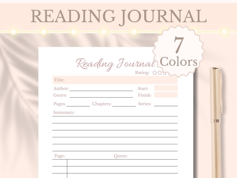 Reading Journal Printable Book Review Planner Reading Tracker, Book ...
