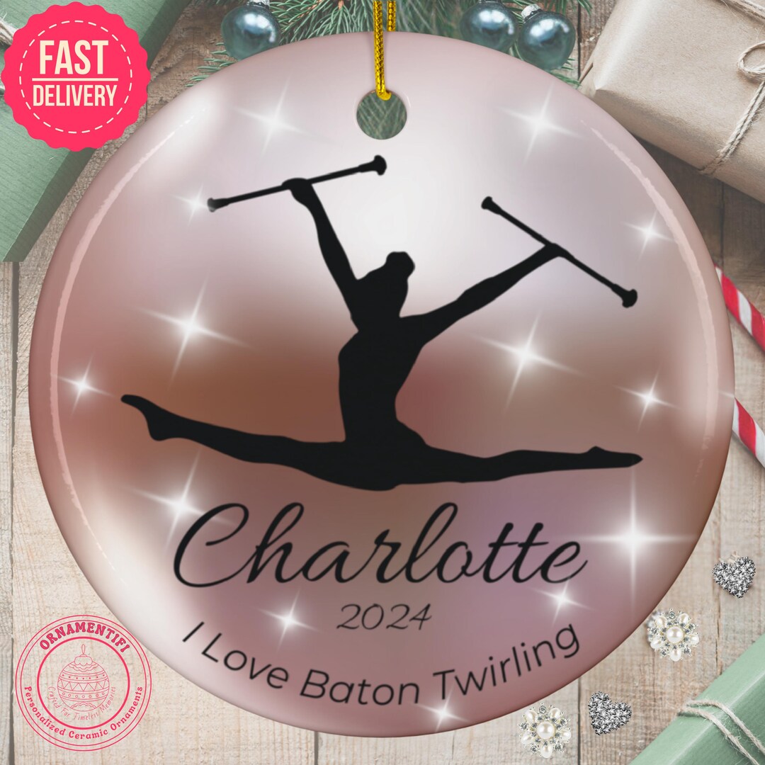 Twirling Baton Ornament, I Love Baton Twirling, Personalized Twirl Girl ...