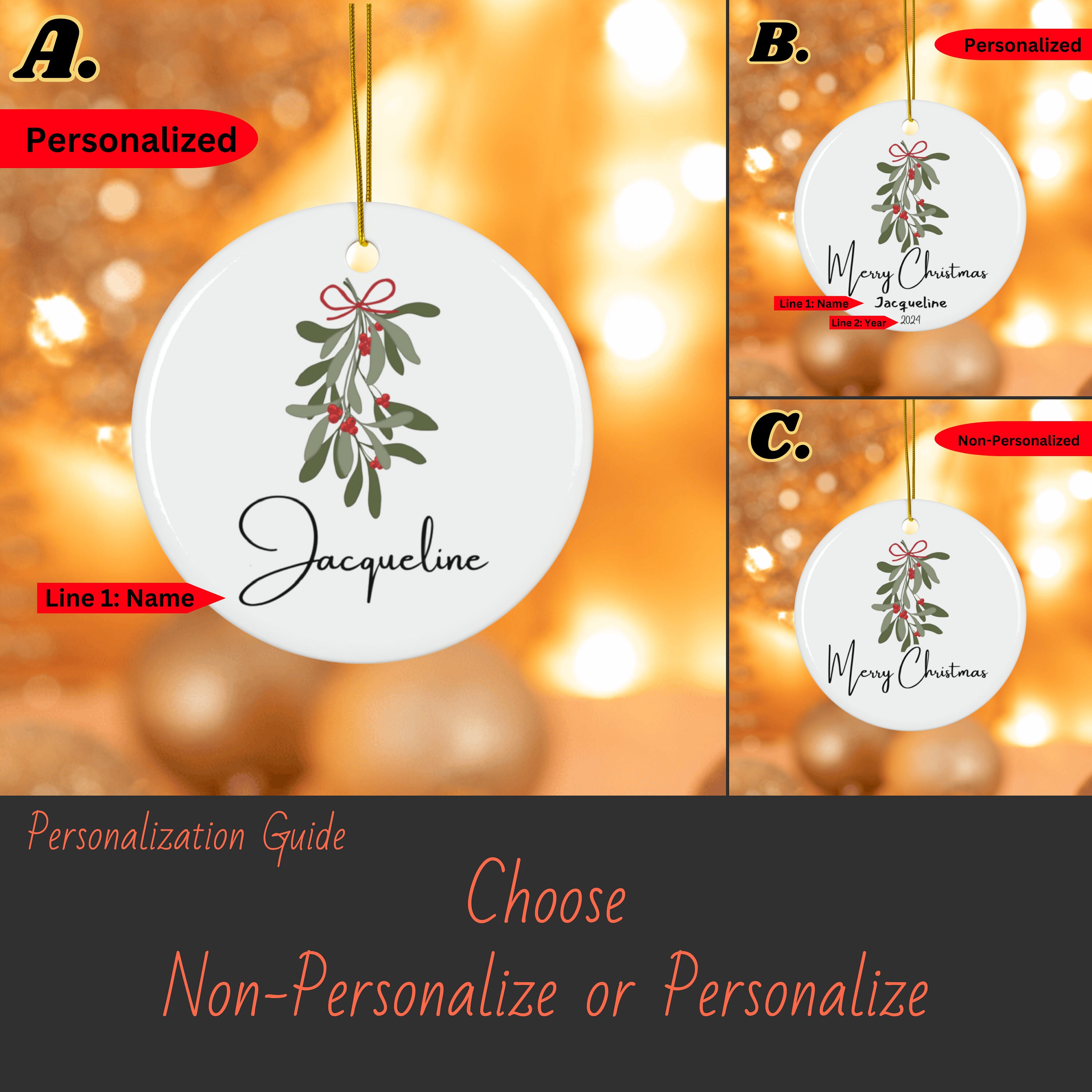 Mistletoe Christmas Ornaments, Christmas Ornament, Hanging Misplaced ...