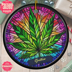 Marijuana Leaf Stained Glass Decor, Cannabis Lover Gift, Pothead ...