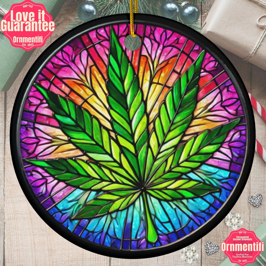 Marijuana Leaf Stained Glass Decor, Cannabis Lover Gift, Pothead ...