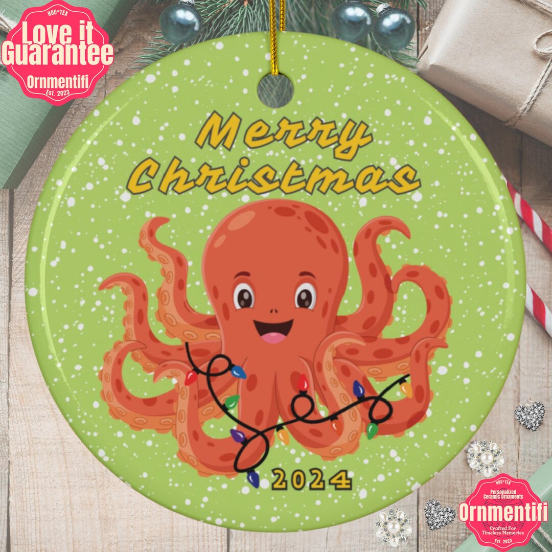 Octopus Christmas Ornament: Ceramic Holiday Tree Decor - Etsy