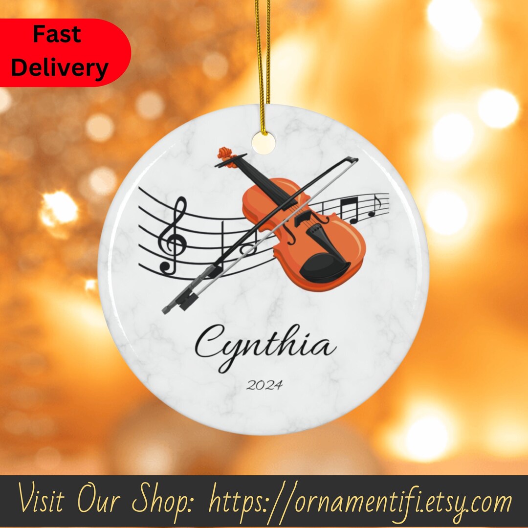 Violin Customized Music Ornament, Personalized Ceramic Christmas ...