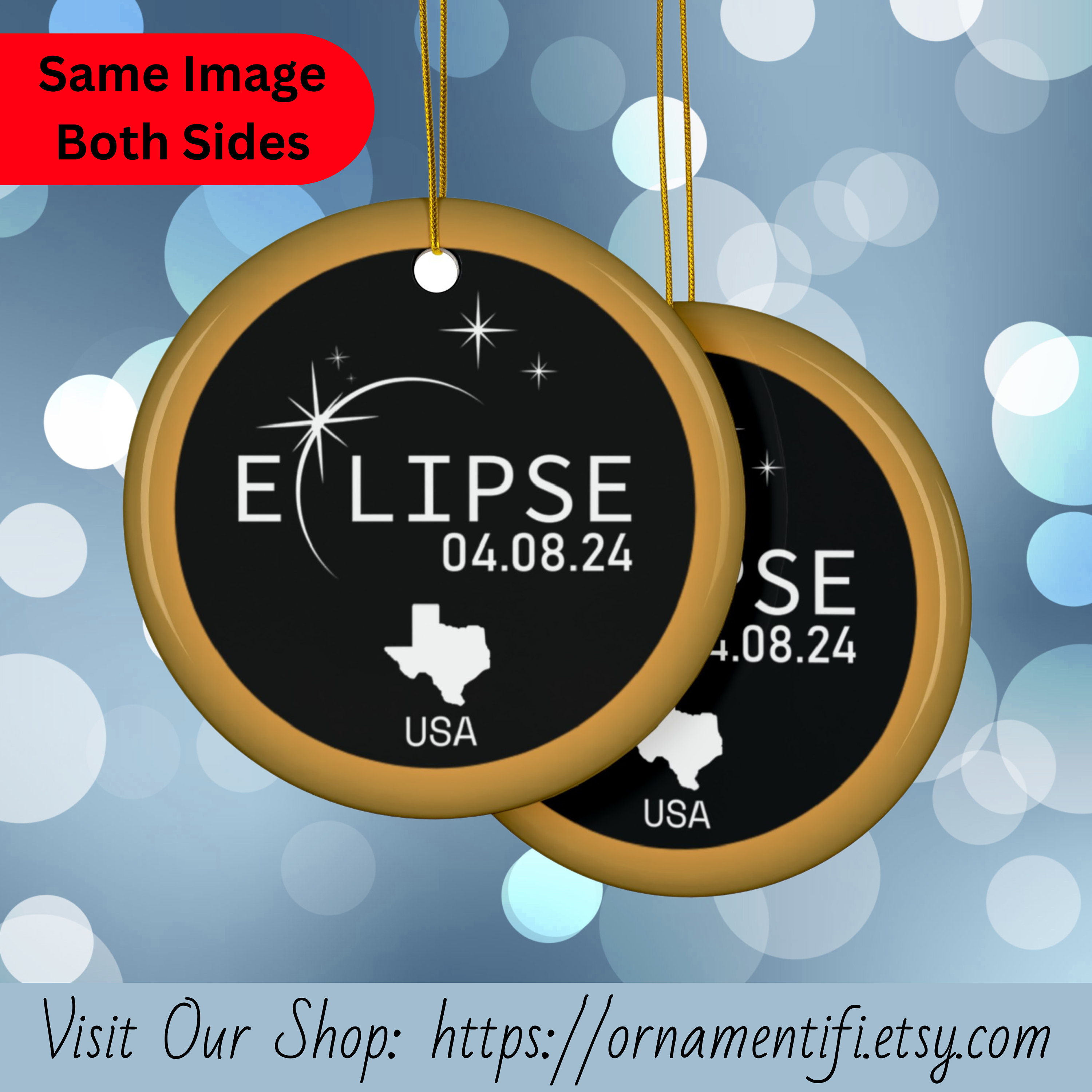 Solar Eclipse 2024, Total Lunar Eclipse, Inspired Handmade Ornaments ...